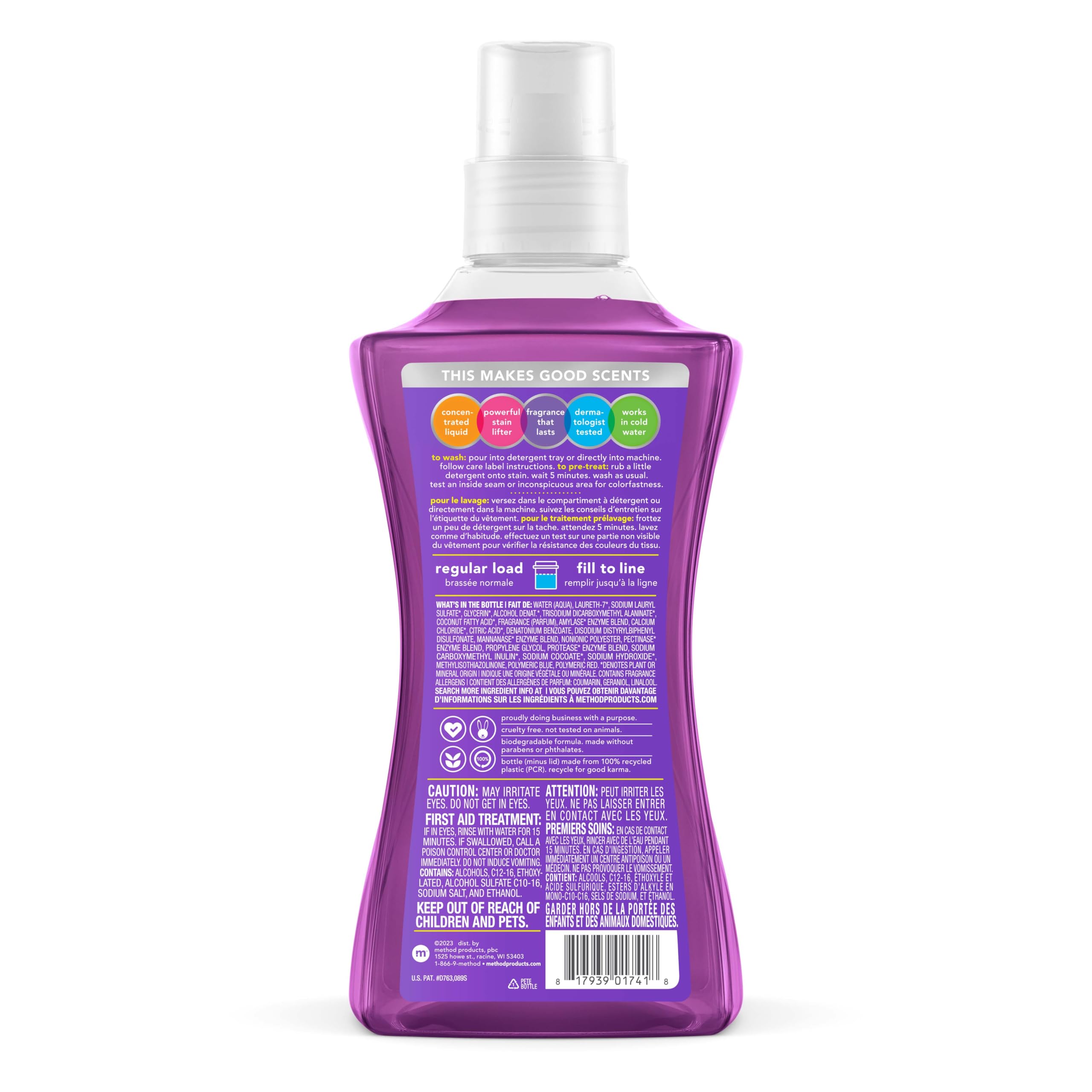 Method Concentrated Laundry Detergent, Lavender + Cypress, 53.5 Fl Oz (Pack of 1), 66 Loads