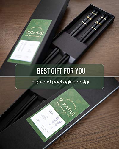YUNDUOJIA Glass Fiber Chopsticks-Reusable Japanese-style, Chinese-style and Korean-style Chopsticks, Dishwasher-safe, (2 Pairs Gift Set)