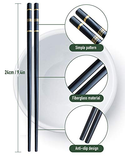 YUNDUOJIA Glass Fiber Chopsticks-Reusable Japanese-style, Chinese-style and Korean-style Chopsticks, Dishwasher-safe, (2 Pairs Gift Set)