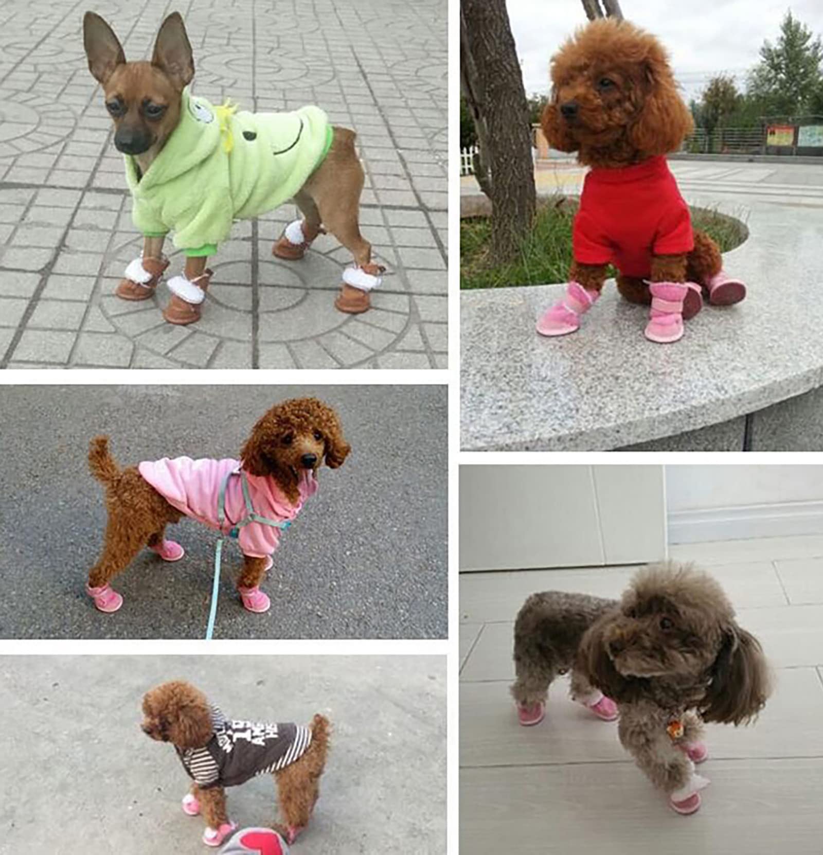 GabeFish Puppy Cute Cozy Warm Anti Slip Winter Boots for Small Medium Dogs Pets Cats Thicken Fleece Snow Shoes Pink Medium