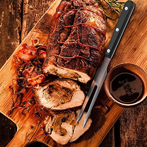 2 Pieces Carving Fork Pot Forks Stainless Steel Meat Serving Fork with Plastic Handle 10.6 Inch Serving Grill Fork Black Handle Barbecue Fork for BBQ Kitchen Turkey Roast Dinner Party Festival