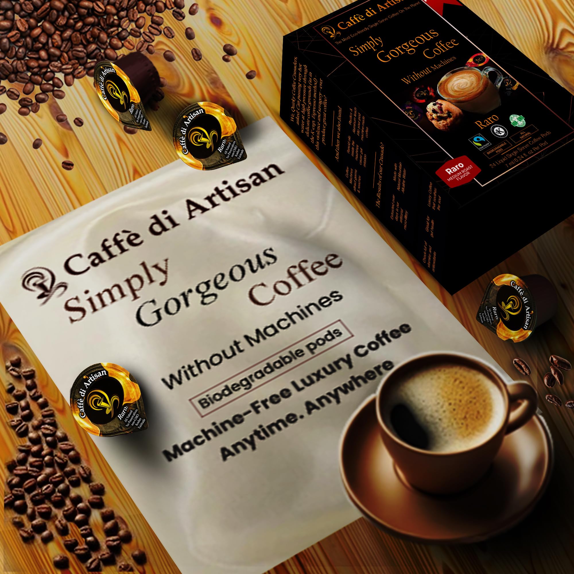 Caffè di Artisan Liquid Coffee Pods – Premium Single-Serve Coffee for Cold Brew, Iced Coffee & Hot Coffee – Machine-Free, Eco-Friendly, Ready in Seconds. Rich Raro Arabica, Medium Roast with Frother – 24 Count.