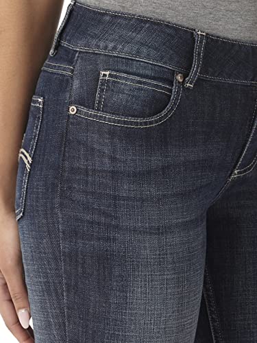 Wrangler Women's Western Mid Rise Stretch Straight Leg Jean, Dark Indigo, 11W x 30L