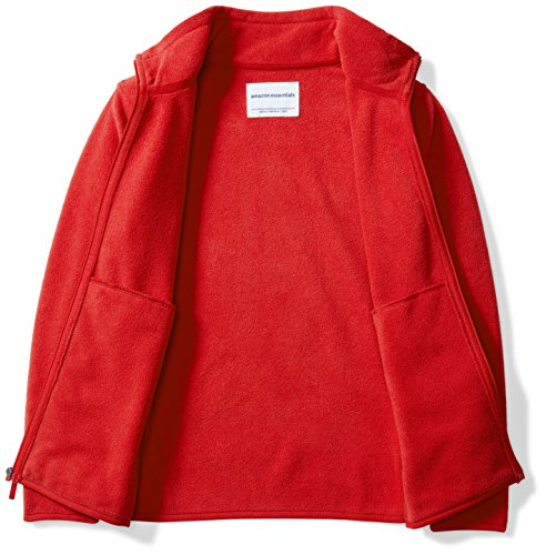 Amazon Essentials Boys' Polar Fleece Full-Zip Mock Jacket - Discontinued Colors, Red, Small