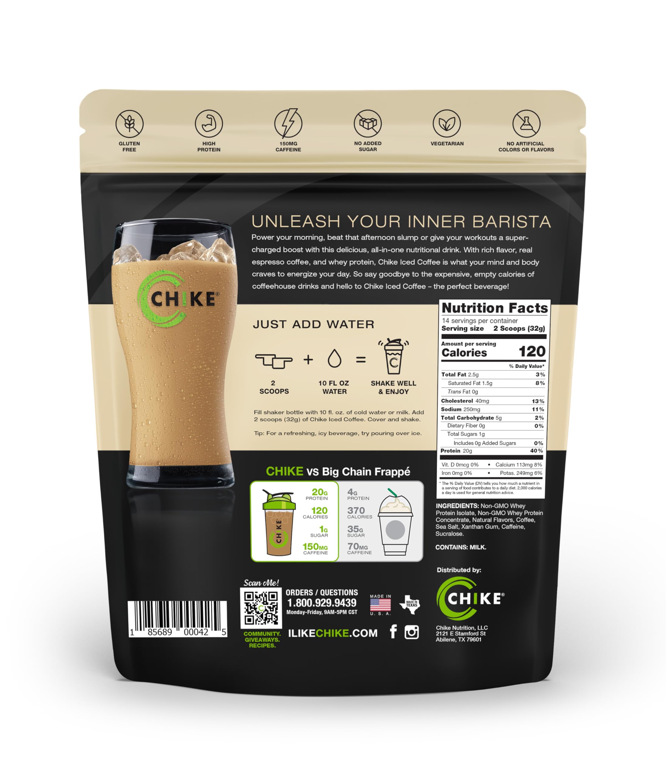 Chike Vanilla High Protein Iced Coffee, 20 G Protein, 2 Shots Espresso, 1 G Sugar, Keto Friendly and Gluten Free, 14 Servings (15.8 Ounce)