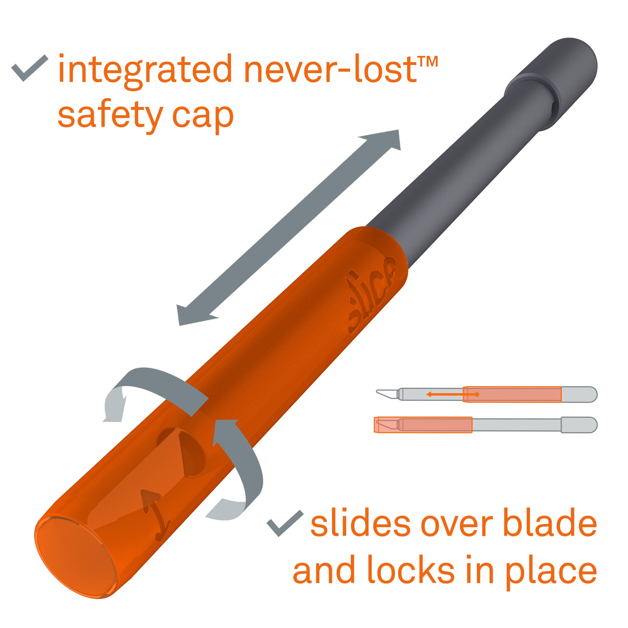 Slice 10589 Craft Knife, Finger-Friendly Edge, Safer Choice, Never Rusts, Lasts 11x Longer Than Metal, Precision Cutting, Never-Lost Safety Cap