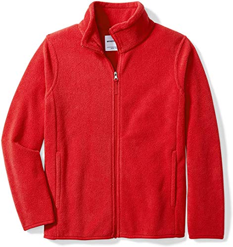 Amazon Essentials Boys' Polar Fleece Full-Zip Mock Jacket - Discontinued Colors, Red, Small