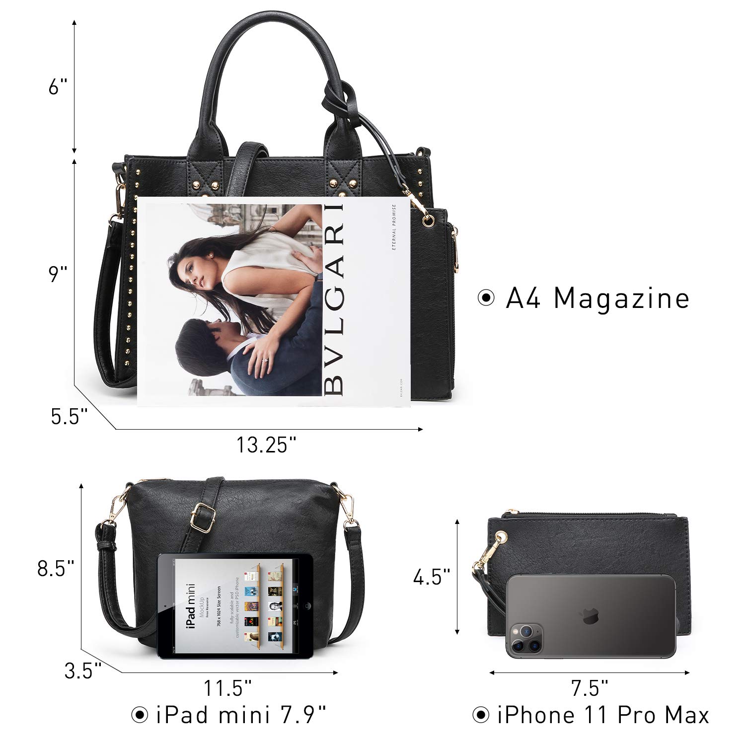 Dasein Purses Handbags for Women Tote Wallet Set Top Handle Satchel Shoulder Hobo Bag 3pcs