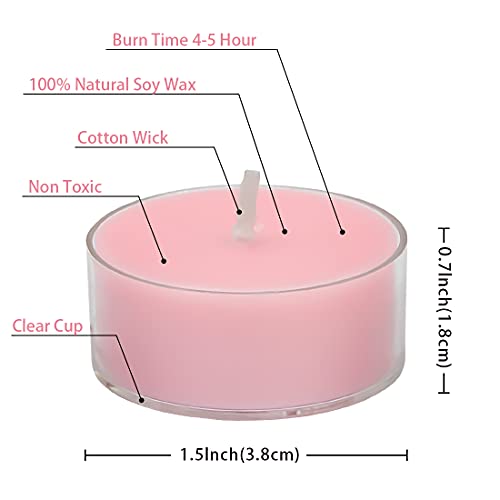 DEYBBY Natural Scented Soy Wax Tealight Candles Bulk, Romantic Rose Aromatherapy Luxury Tea Candle Set of 12-4 Hour Burn Time|Great for Valentine's Day, Birthday