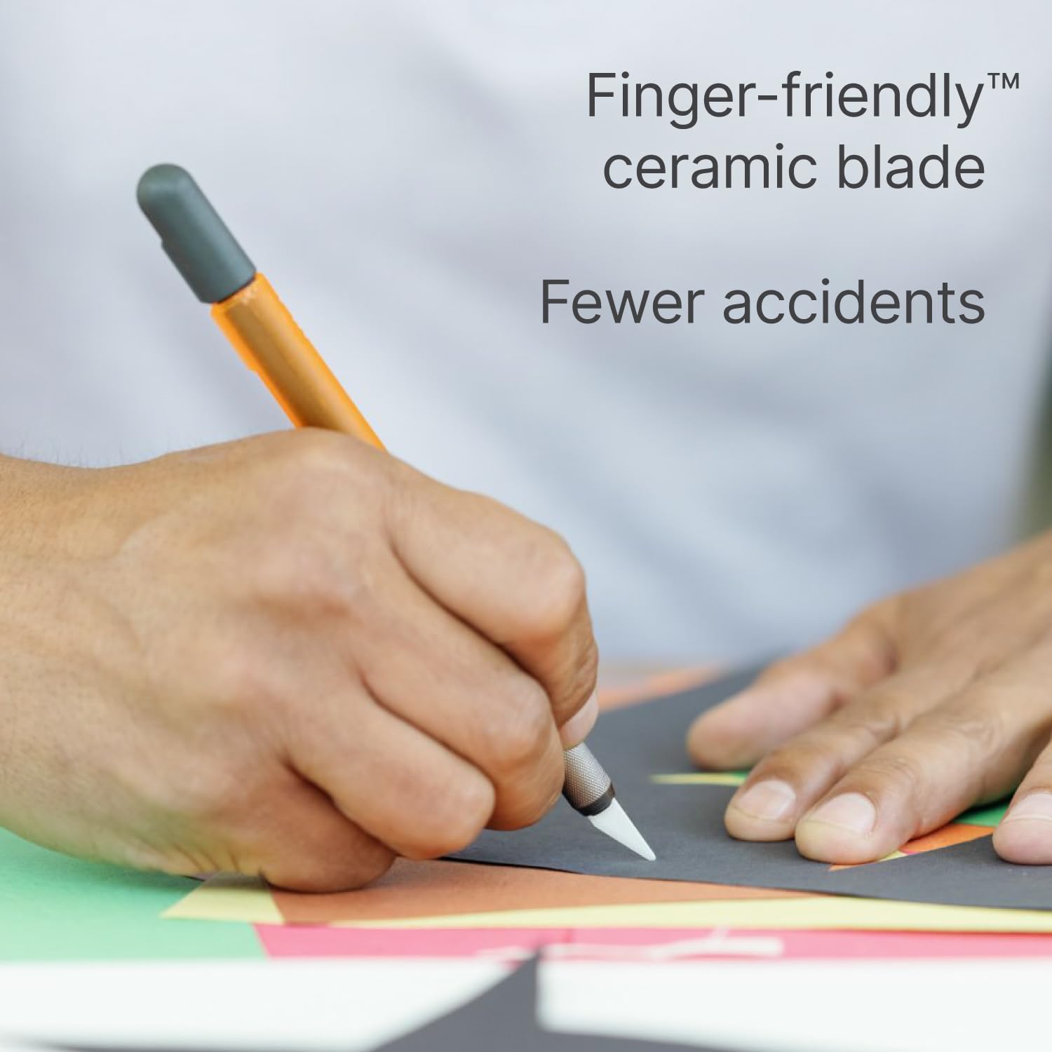 Slice 10589 Craft Knife, Finger-Friendly Edge, Safer Choice, Never Rusts, Lasts 11x Longer Than Metal, Precision Cutting, Never-Lost Safety Cap