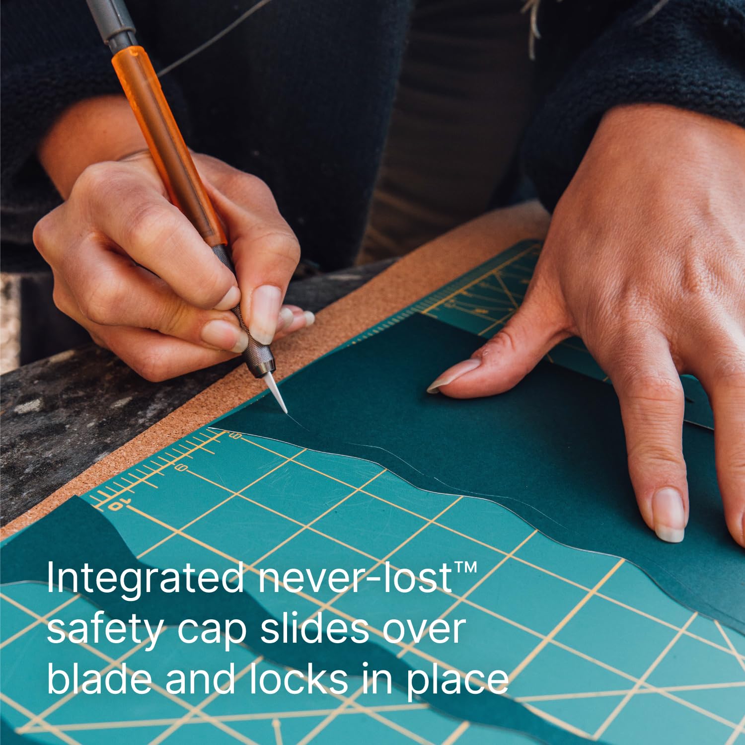 Slice 10589 Craft Knife, Finger-Friendly Edge, Safer Choice, Never Rusts, Lasts 11x Longer Than Metal, Precision Cutting, Never-Lost Safety Cap