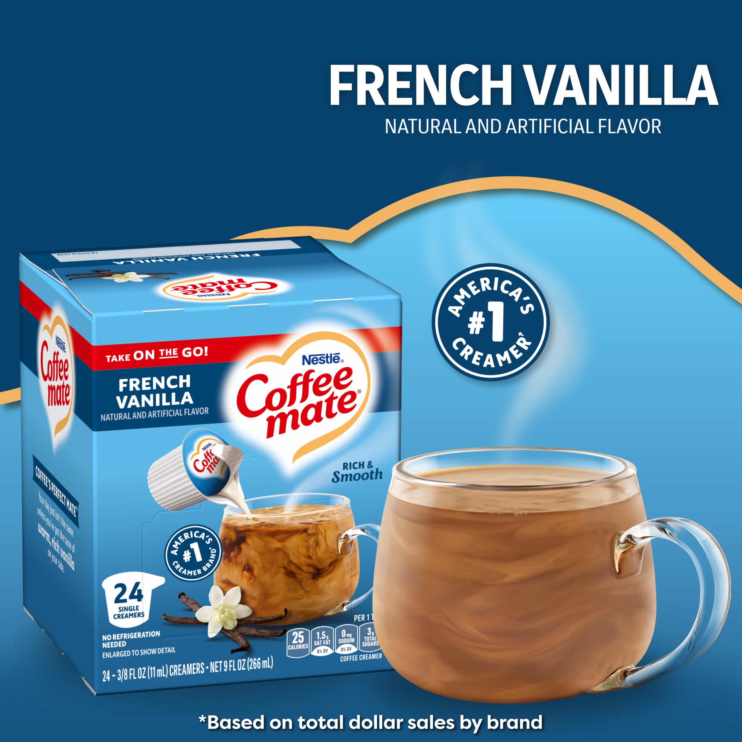 Nestle Coffee mate French Vanilla Liquid Coffee Creamer Singles, 24 Count