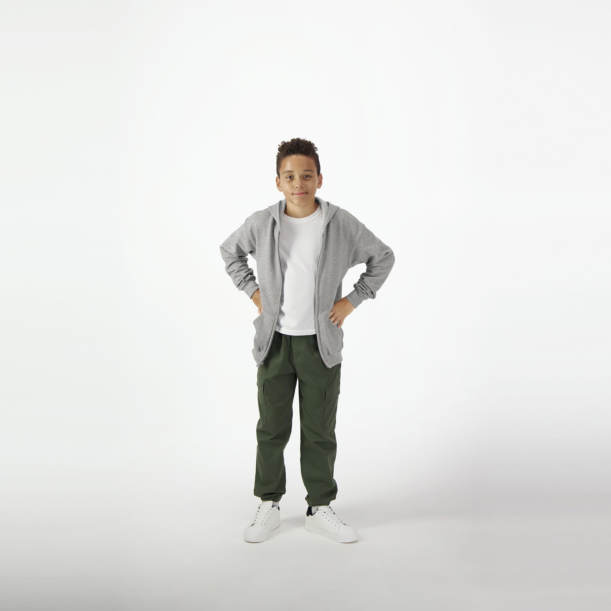 Gildan Youth Full Zip Hoodie Sweatshirt, Style G18600B, Sport Grey, Medium