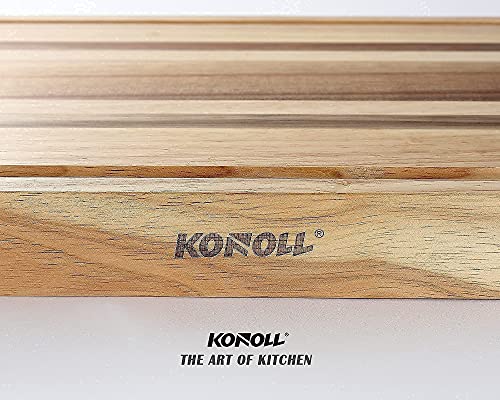 KONOLL Large Acacia Oak Wood Cutting Board for Kitchen Multipurpose Chopping Board with Juice Groove & Built-in well for Meat, Cracker, Vegetables and Cheese, 15 x 12 x 1.5 Inch