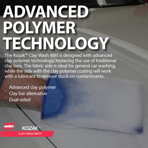 Malco Kozak Clay Wash Mitt – Advanced Polymer Technology/Removes Tree Sap, Paint Overspray, Water Spots and Rail Dust/for Use on Automotive Paint, Glass and Trim (8130724)