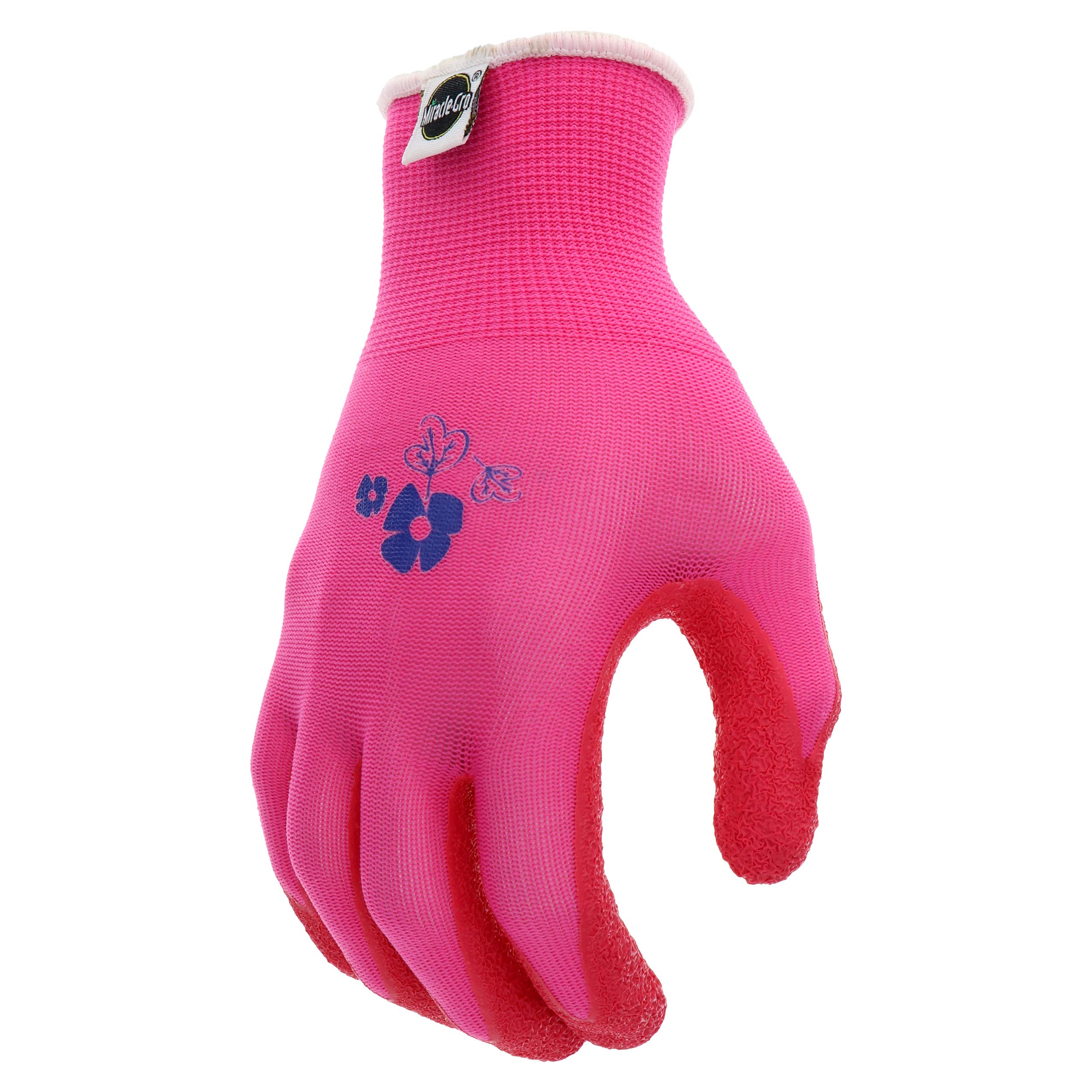 Miracle-Gro MG37168 Lightweight Slip Resistant Gloves - [1 Pair] X-Small Latex Dipped Gardening Gloves, Latex Coated Palm and Stretch Knit
