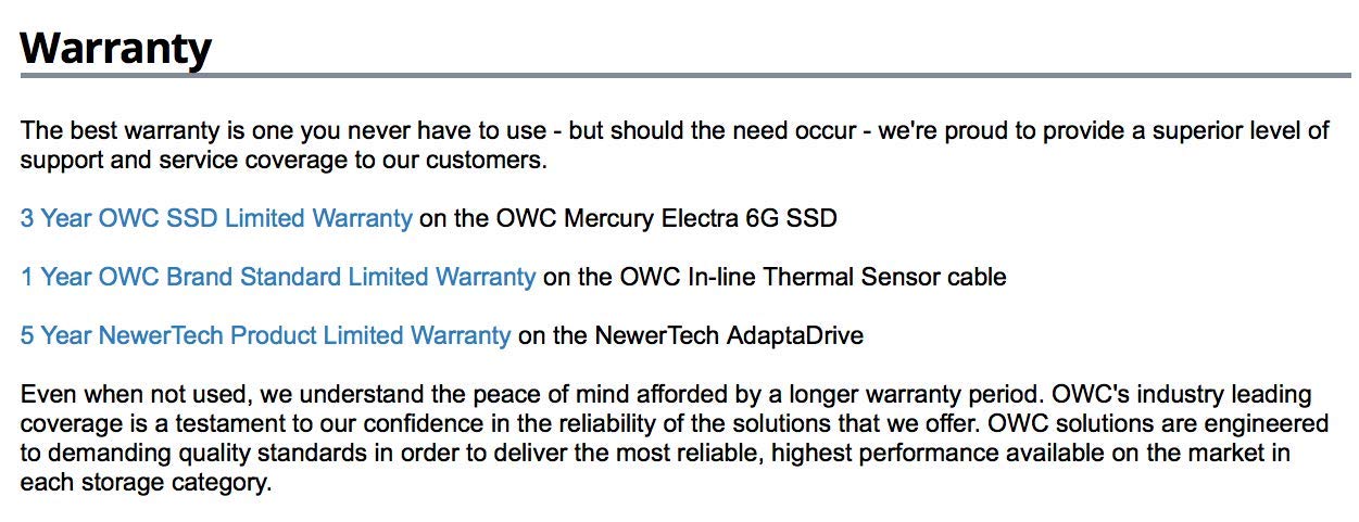 OWC SSD Upgrade Bundle for 2011 iMacs, Mercury Electra 250GB 6G SSD, AdaptaDrive 2.5" to 3.5" Drive Converter Bracket, in-line Digital Thermal Sensor Cable, Installation Tools, (OWCKITIM11HE250)