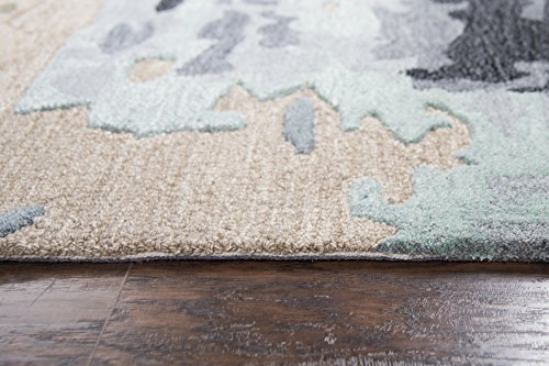 Rizzy Home | MO999A | Mod Collection | Wool / Viscose Area Rug | 8' x 10' | Tan/Gray/Black/Orange/Red/Gold/Aqua Abstract