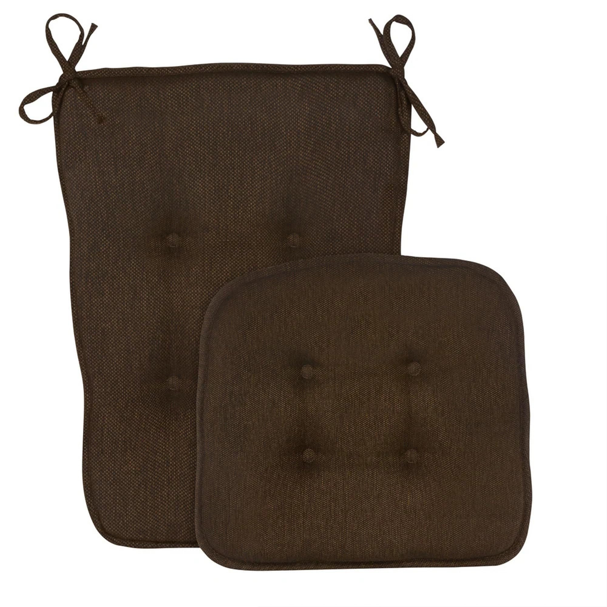 Klear Vu Embrace Rocking Chair Cushion, Assembled in The USA, Tufted Back Pads for Living Room, Nursery, or Home Office, 16"x15" Seat and 24"x17" Seatback, 2 Piece Set, Chocolate