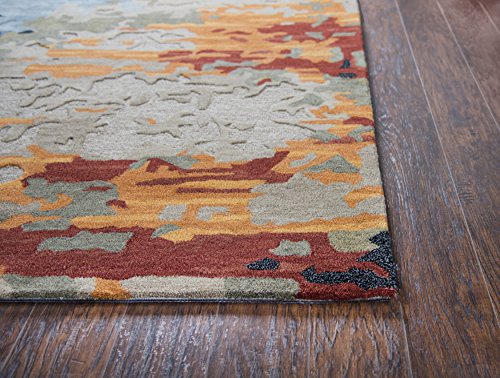 Rizzy Home | MO999A | Mod Collection | Wool / Viscose Area Rug | 8' x 10' | Tan/Gray/Black/Orange/Red/Gold/Aqua Abstract