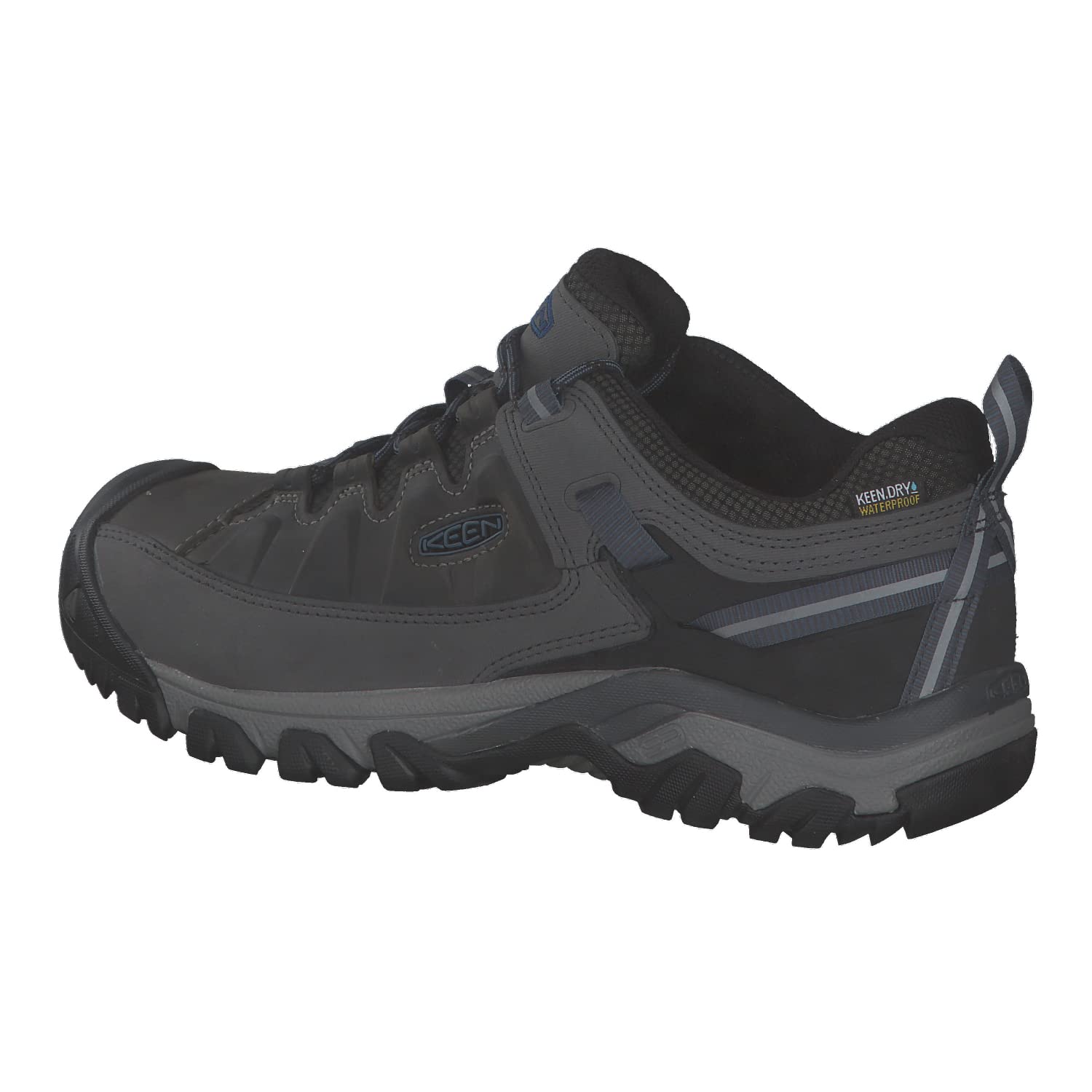 KEEN Men's Targhee 3 Low Height Waterproof Hiking Shoes, Steel Grey/Captains Blue, 8