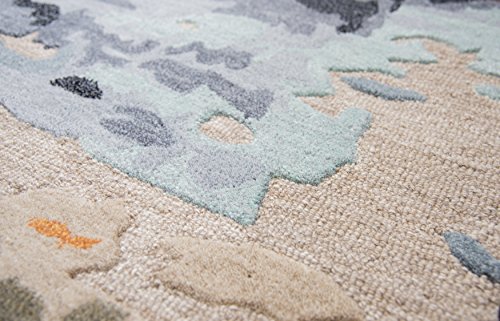Rizzy Home | MO999A | Mod Collection | Wool / Viscose Area Rug | 8' x 10' | Tan/Gray/Black/Orange/Red/Gold/Aqua Abstract