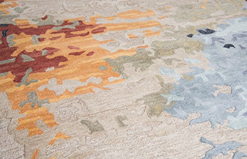 Rizzy Home | MO999A | Mod Collection | Wool / Viscose Area Rug | 8' x 10' | Tan/Gray/Black/Orange/Red/Gold/Aqua Abstract