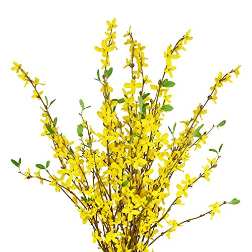 Artflower Artificial Orchids Flowers, 3 Pcs 22.8" Silk Fake Orchids Flowers Orquideas Flowers Long Stem Flower Bouquets for Indoor Outdoor Decoration Wedding Arrangement Office Party Home (Yellow)