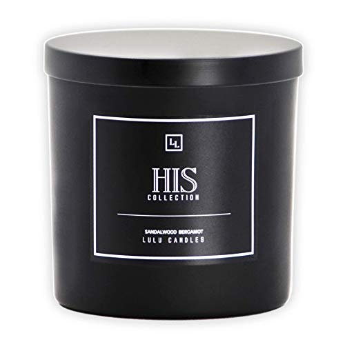 Lulu Candles | Sandalwood Bergamot - His Collection | Luxury Scented Soy Jar Candle | Hand Poured in The USA | Highly Scented & Long Lasting- 9 Oz.
