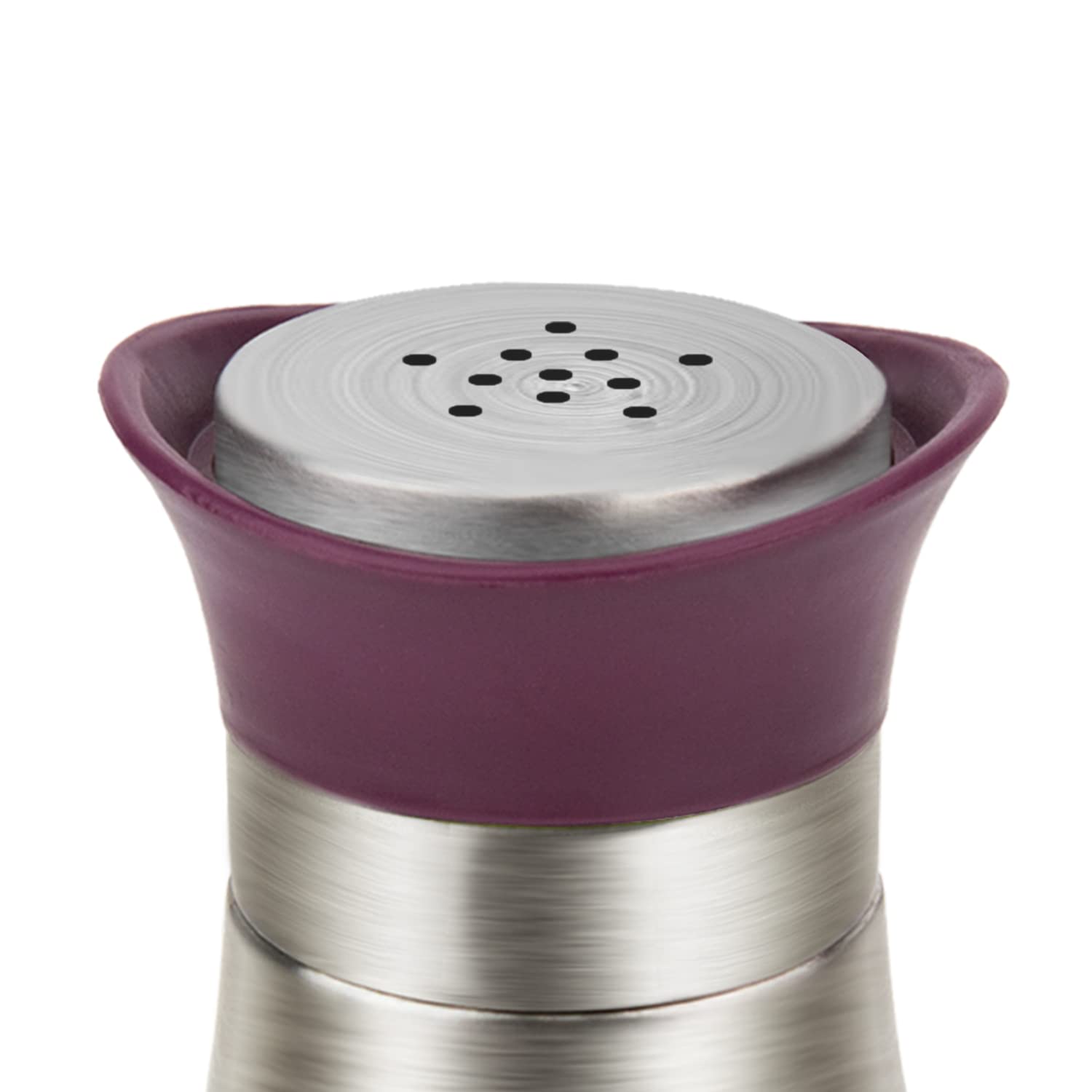 Evelyne Salt Pepper Seasoning Glass Shaker with Stainless Steel Cover 2 pcs Pack Set (Purple)