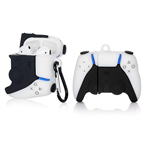 PS-5 Airpods Case, Protective Shockproof Case Cover Skins with Keychain Compatible with Apple AirPod 2 and 1