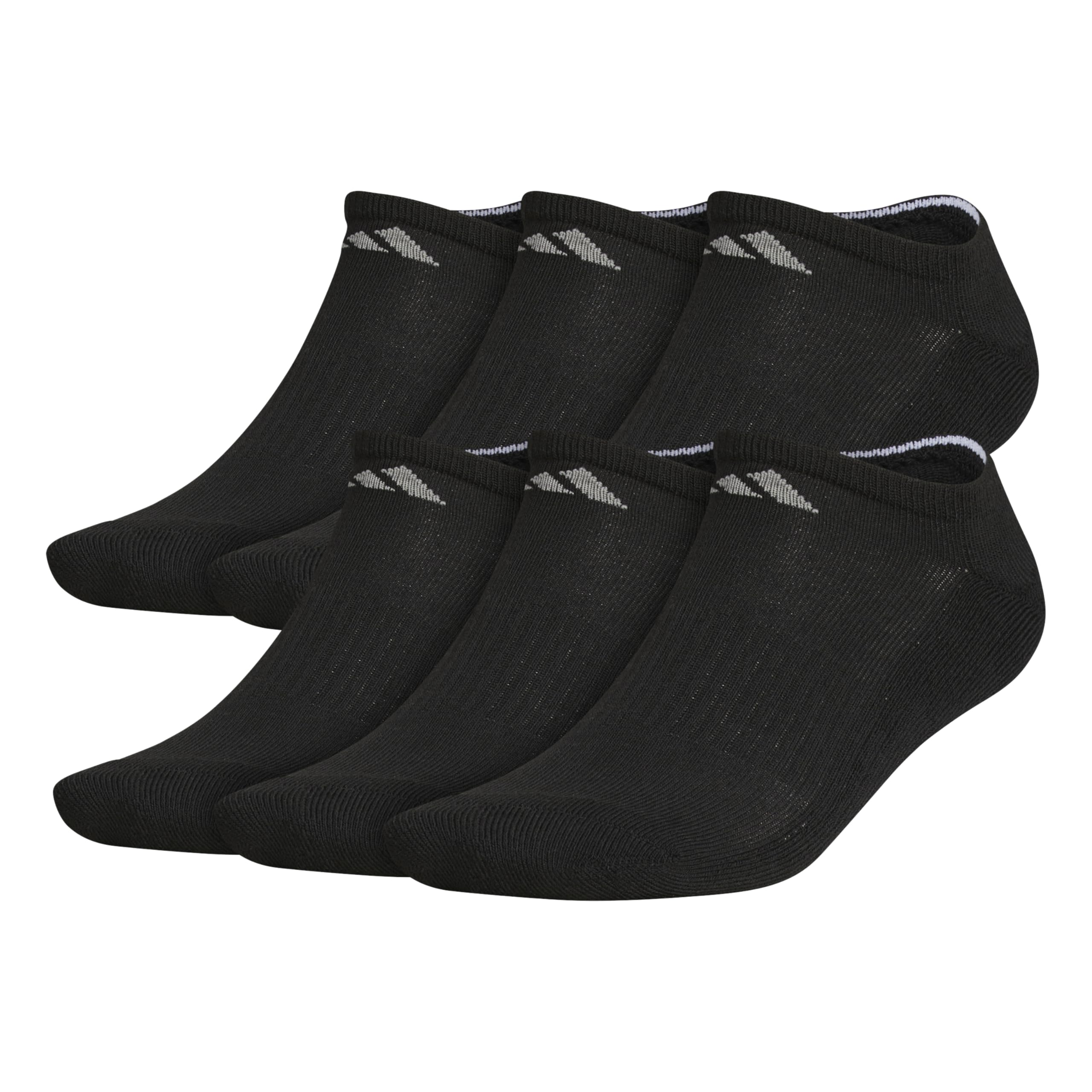 adidas Men's Athletic Cushioned No Show Socks with Arch Compression for a Secure fit (6-Pair), Black/Aluminum 2, X-Large