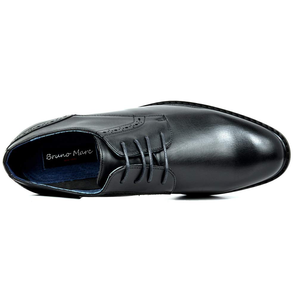 Bruno Marc Men's Prince-16 Black Leather Lined Dress Oxfords Shoes Size 9 M US