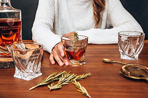 Star Trek: The Next Generation 5-Piece Whiskey Decanter Set | USS Enterprise Themed Party Shot Glasses For Home Barware Collection | Each Glass Holds 10 Ounces