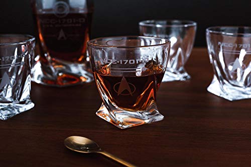 Star Trek: The Next Generation 5-Piece Whiskey Decanter Set | USS Enterprise Themed Party Shot Glasses For Home Barware Collection | Each Glass Holds 10 Ounces