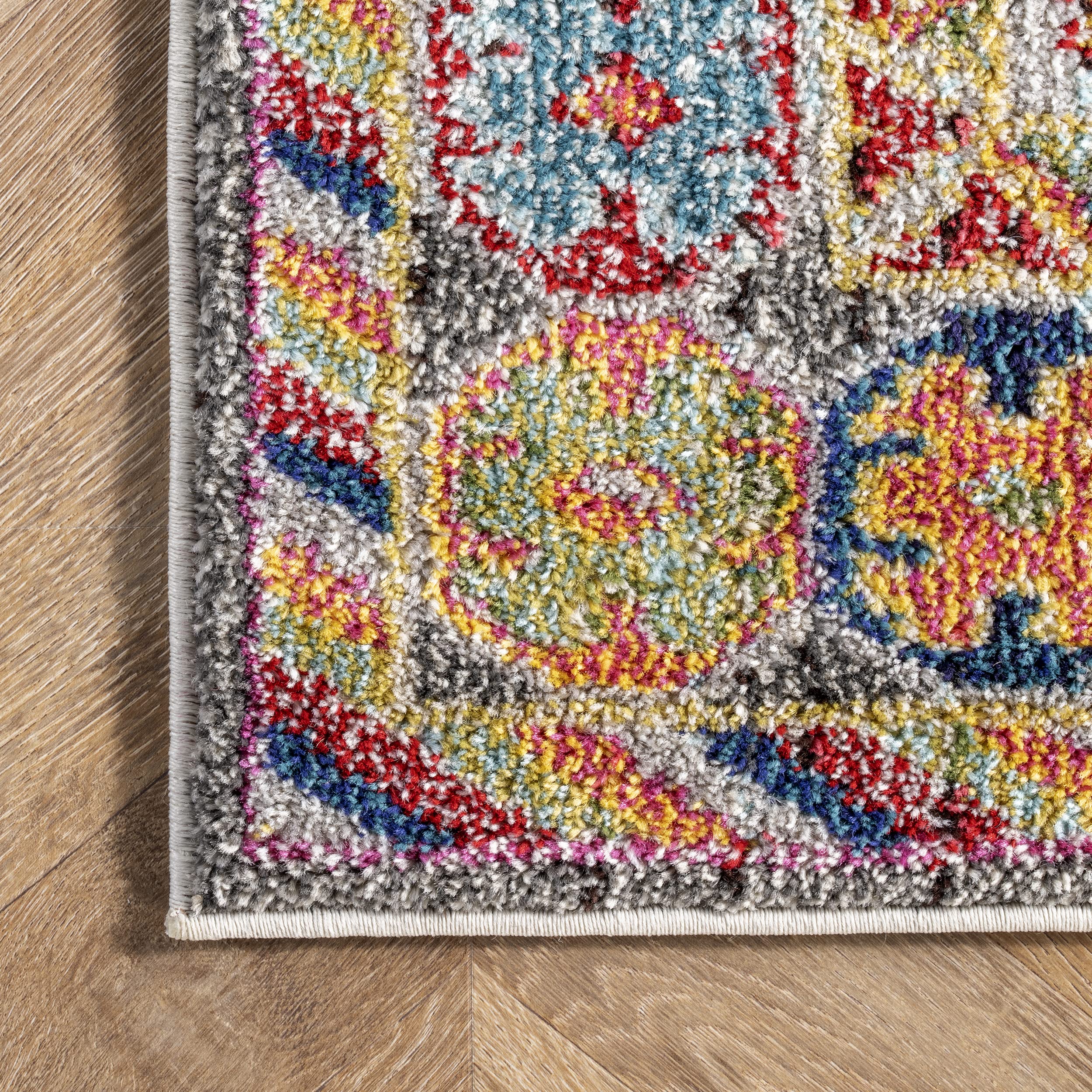 nuLOOM Erline Colorful Bohemian Runner Rug, 2' 6" x 12', Black