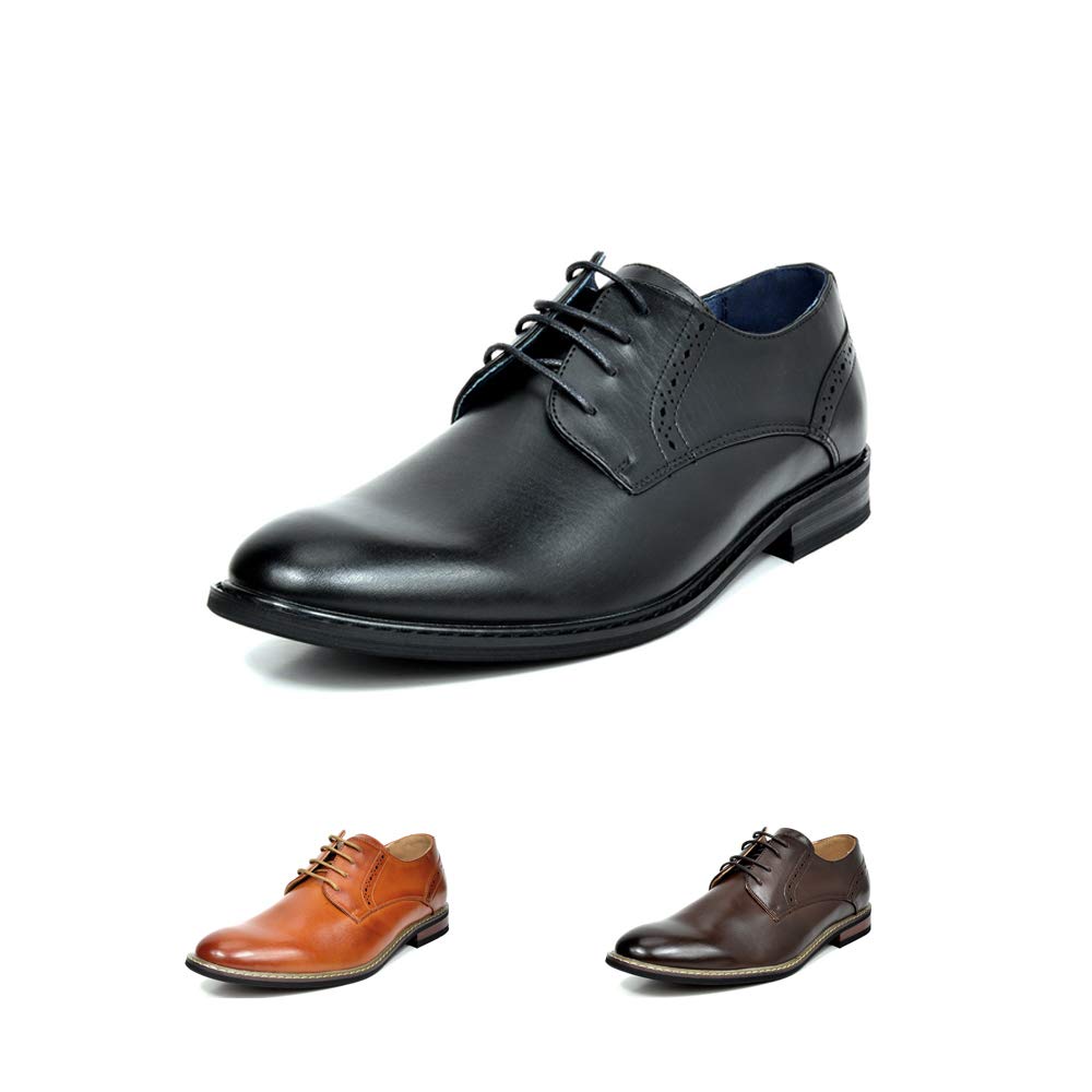 Bruno Marc Men's Prince-16 Black Leather Lined Dress Oxfords Shoes Size 9 M US