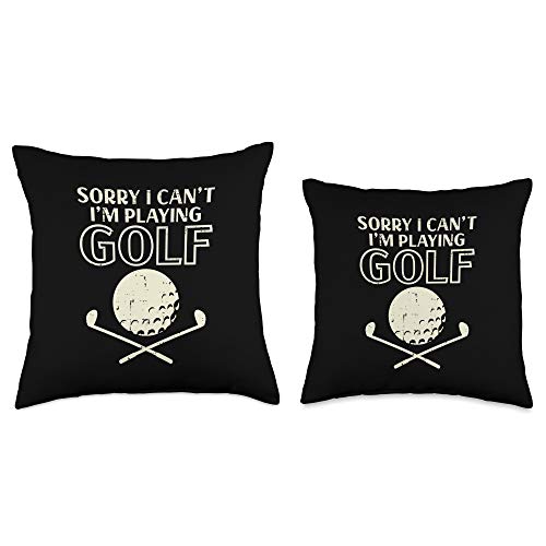 BoredKoalas Golf Shirts Golfer Dad Men Gifts Sorry I Cant Im Playing Funny Golfing Golfer Player Men Throw Pillow, 16x16, Multicolor
