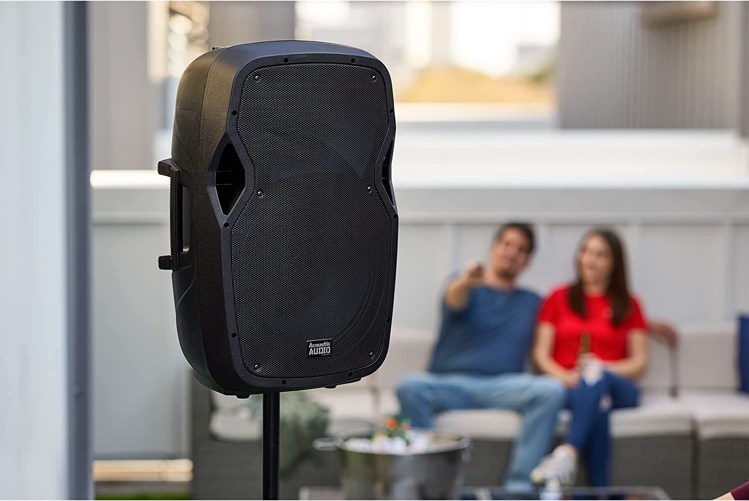 Acoustic Audio by Goldwood 15" 1000W Bluetooth Speaker Set w/ LED, Mic, Stand, & Remote
