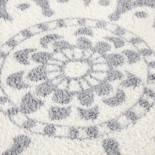 HEBE 4 Ft Round Area Rug Soft Chic Bohemian Mandala Rugs Machine Washable Non Slip Indoor Sofa Floor Area Mat Carpet for Living Room Sofa Bedroom Nursery Decor, Grey