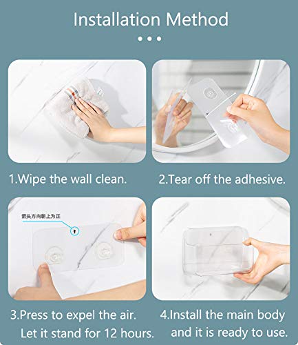 Plastic Wall Mount Organizer Rack Shelf Container Bin Storage Box Holder Basket Hanging Walls/Doors Free Punch for Kitchen, Bathroom, Cabinet, Toilet,Office, Bedroom, Craft Room - Clear (Small)
