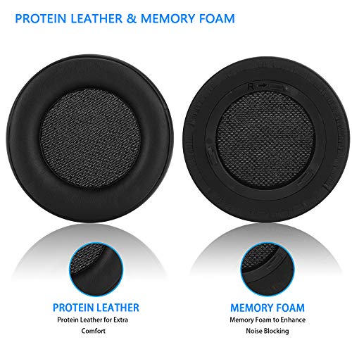 Jecobb Replacement Ear Pads Cushion Cover with Protein Leather & Memory Foam for Corsair Virtuoso RGB Wireless SE Gaming Headset ONLY β Round (Black)