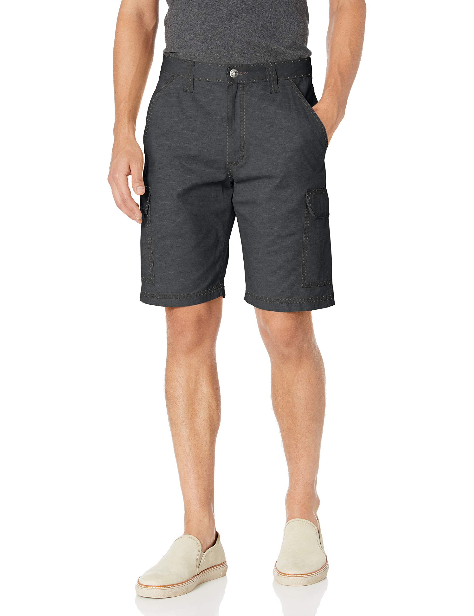 Wrangler Authentics Men's Classic Relaxed Fit Cargo Short, Anthracite Ripstop, 48
