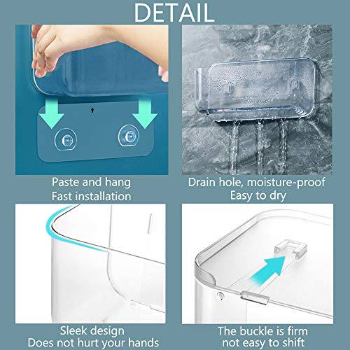 Plastic Wall Mount Organizer Rack Shelf Container Bin Storage Box Holder Basket Hanging Walls/Doors Free Punch for Kitchen, Bathroom, Cabinet, Toilet,Office, Bedroom, Craft Room - Clear (Small)