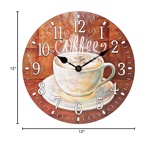 La Crosse Clock 404-2631C-INT 12-Inch Round Coffee Decorative Quartz Analog Wall Clock