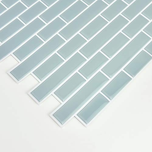 In Home NH2361 Sea Glass Peel & Stick Backsplash Tiles, Blue