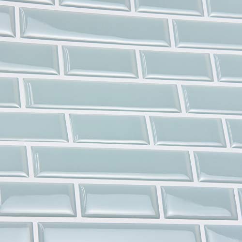 In Home NH2361 Sea Glass Peel & Stick Backsplash Tiles, Blue