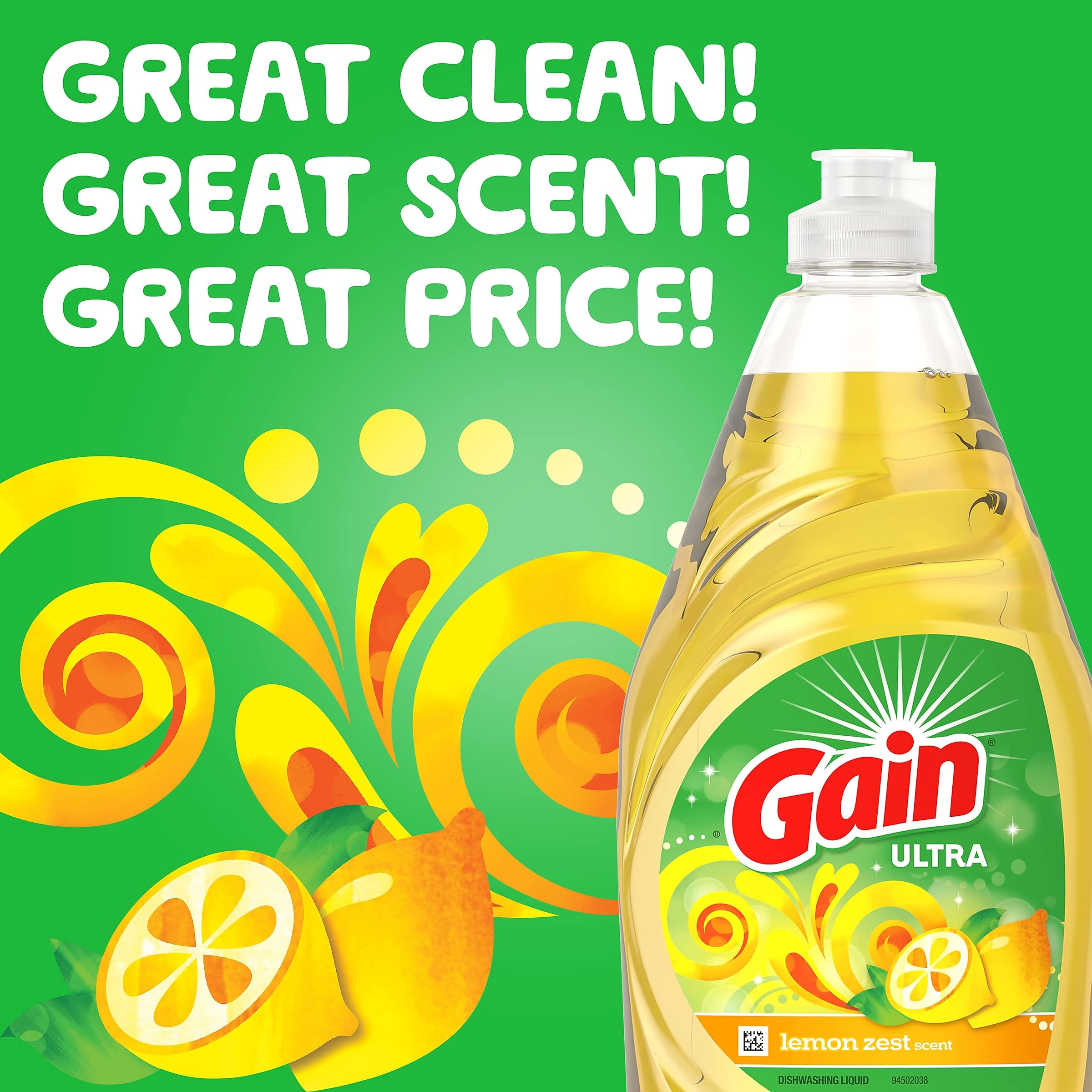 Gain 97625 Ultra Liquid Dishwasher Detergent, Lemon Zest Scent