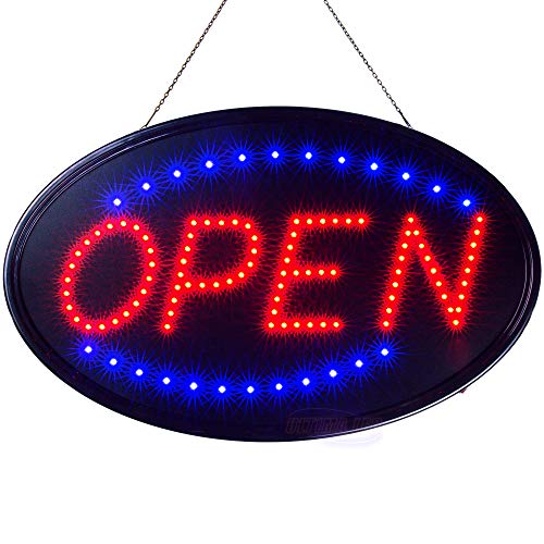 Ultima LED Neon Open Sign for Business: Jumbo Lighted Sign Open with Flashing Mode â Large Indoor Electric Light up Sign for Stores (23 x 14 in) Includes Business Hours and Open & Closed Sign