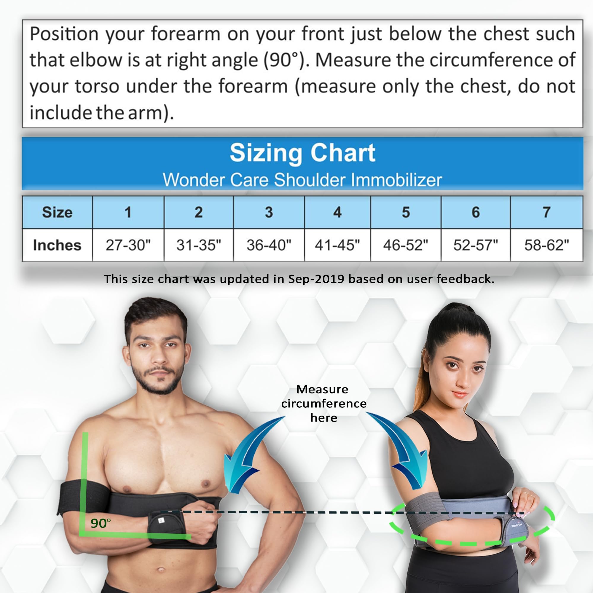 Wonder Care WC -Shoulder Immobilizer Arm Sling Elastic Brace for Clavicle Collar Bone Dislocation Subluxation Shoulder stabilizer Compression Brace After Rotator Cuff Surgery(30"-41")